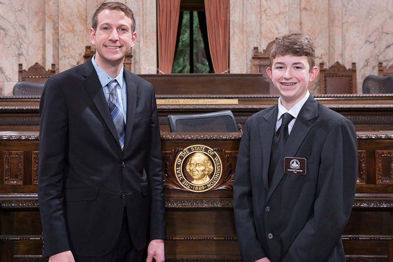 Carson Foster serves as page in Washington State House | Renton Reporter