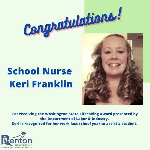 Renton School District nurse honored for life-saving efforts | Renton ...