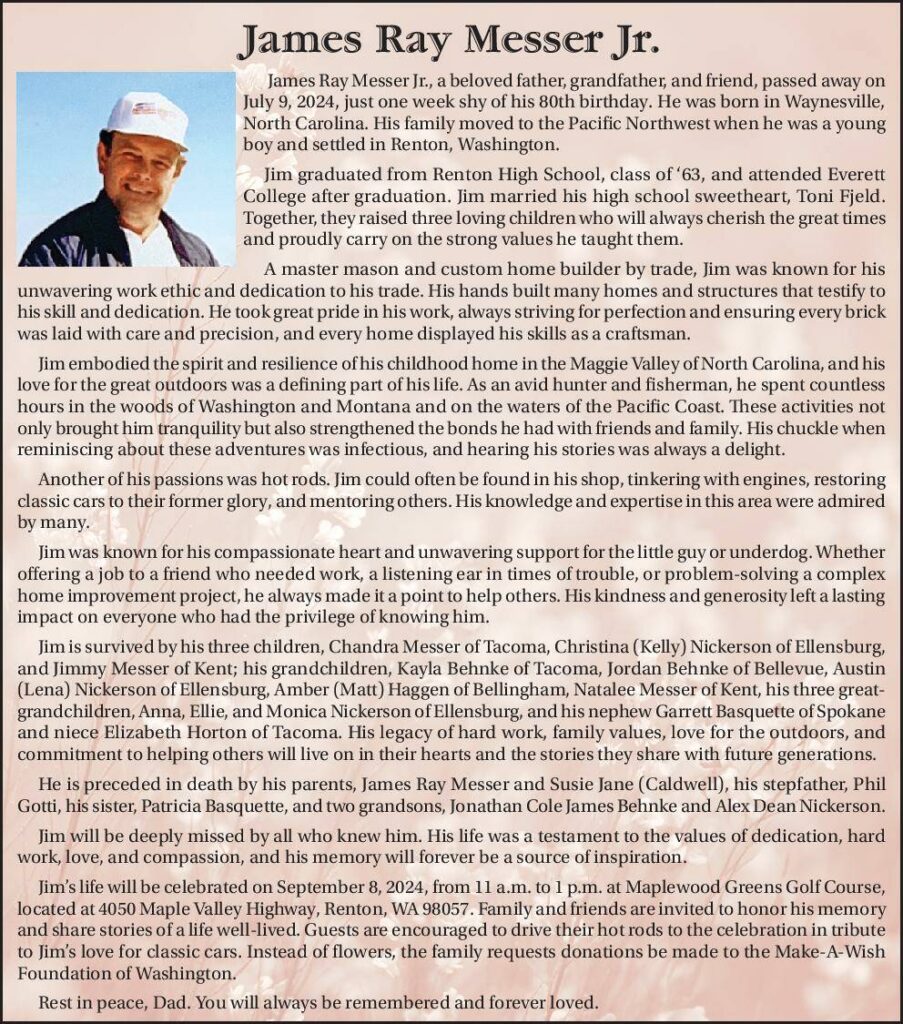 James Ray Messer Jr. | Obituary | Renton Reporter