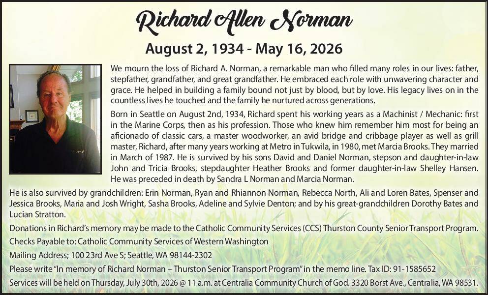 Richard Norman | Obit | Renton Reporter